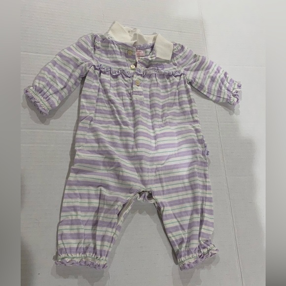 Chaps | One Pieces | Chaps Baby Girl Purple And White Striped Footless ...